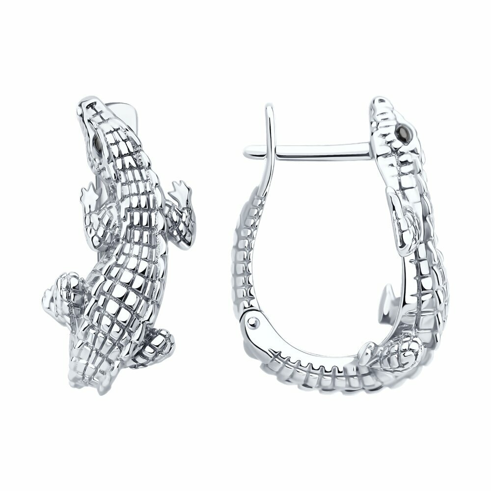 Серьги, серебро, 925 проба, родирование