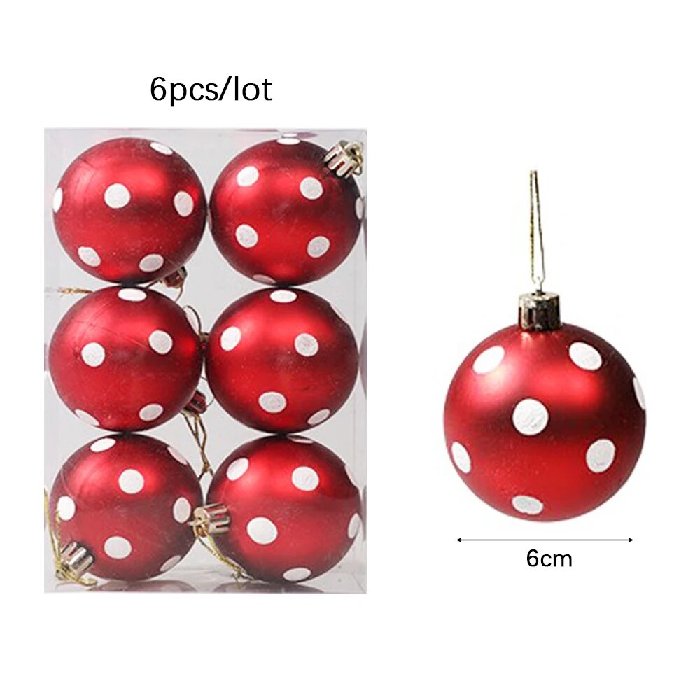 Новогодние шары золотисто-красные 3/6 см 6cm 6pcs F
