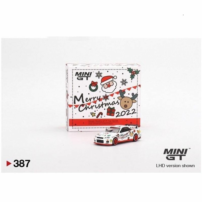 Машинка TSM MiniGt 387 Nissan Skyline GT-R R34 Secret 2022 Christmas Limited Edition 1/64 simulation Die-cast Alloy Car Model Collection Gifts
