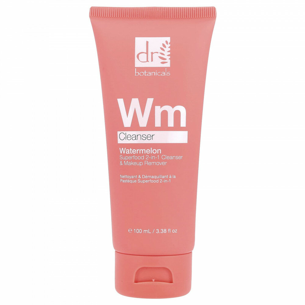 Dr. Botanicals, Watermelon Superfood 2-в-1, очищающее средство и средство для снятия макияжа, для всех типов кожи, 100 мл (3,38 жидк. Унции)