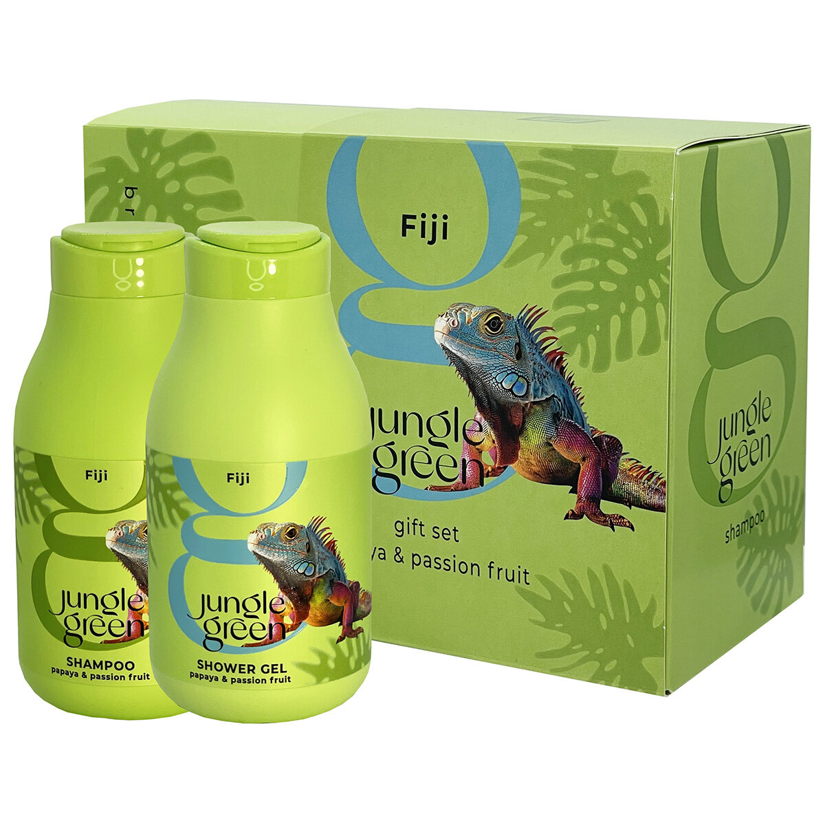Подарочный набор Фестива Jungle Green Fiji Папайя и маракуйя Шампунь для волос 250мл + Гель для душа 250мл