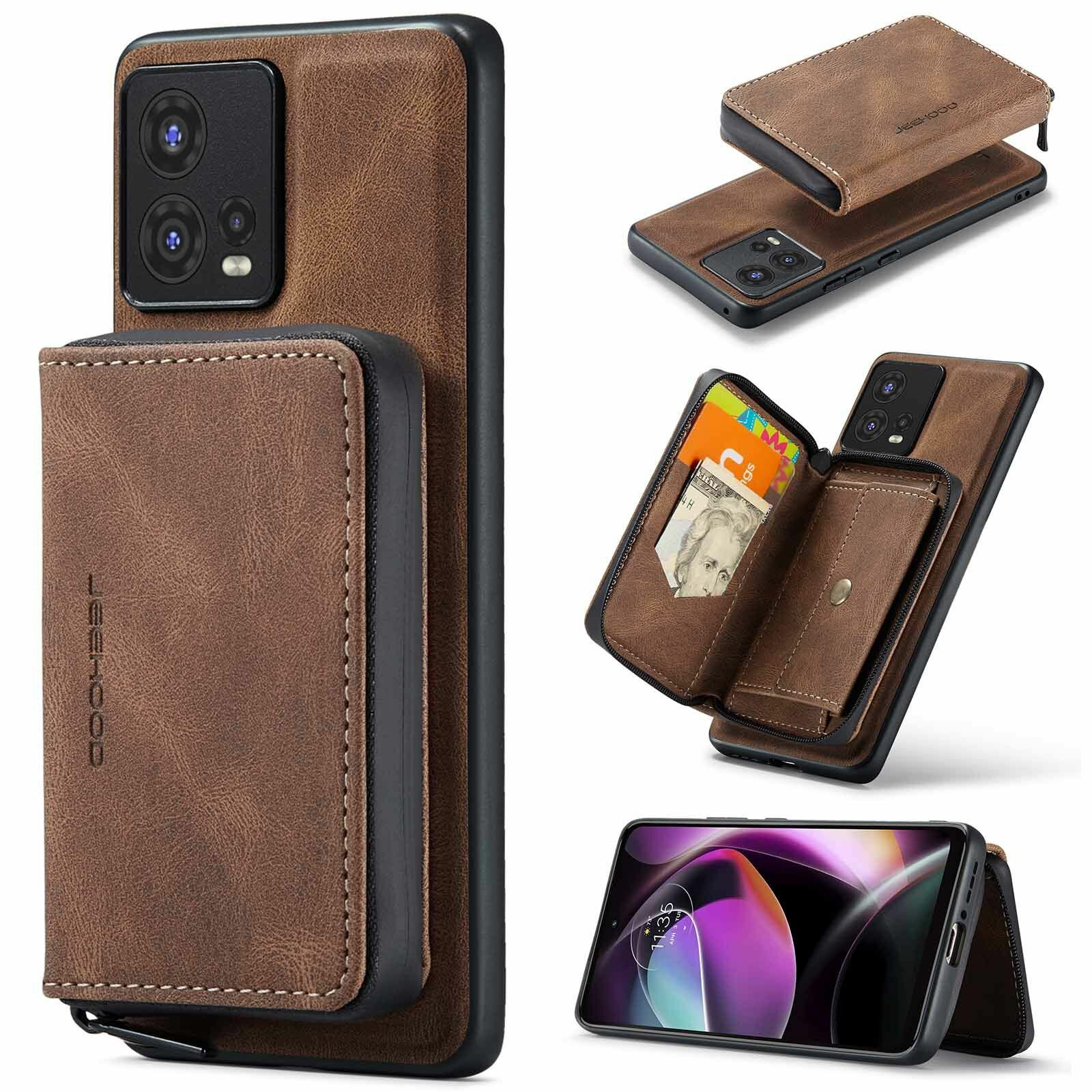 JEEHOOD Тонкий кожаный чехол для Motorola Moto Edge30 Fusion/S30Pro , защитный чехол для телефона, съемный чехол-кошелек с карманом