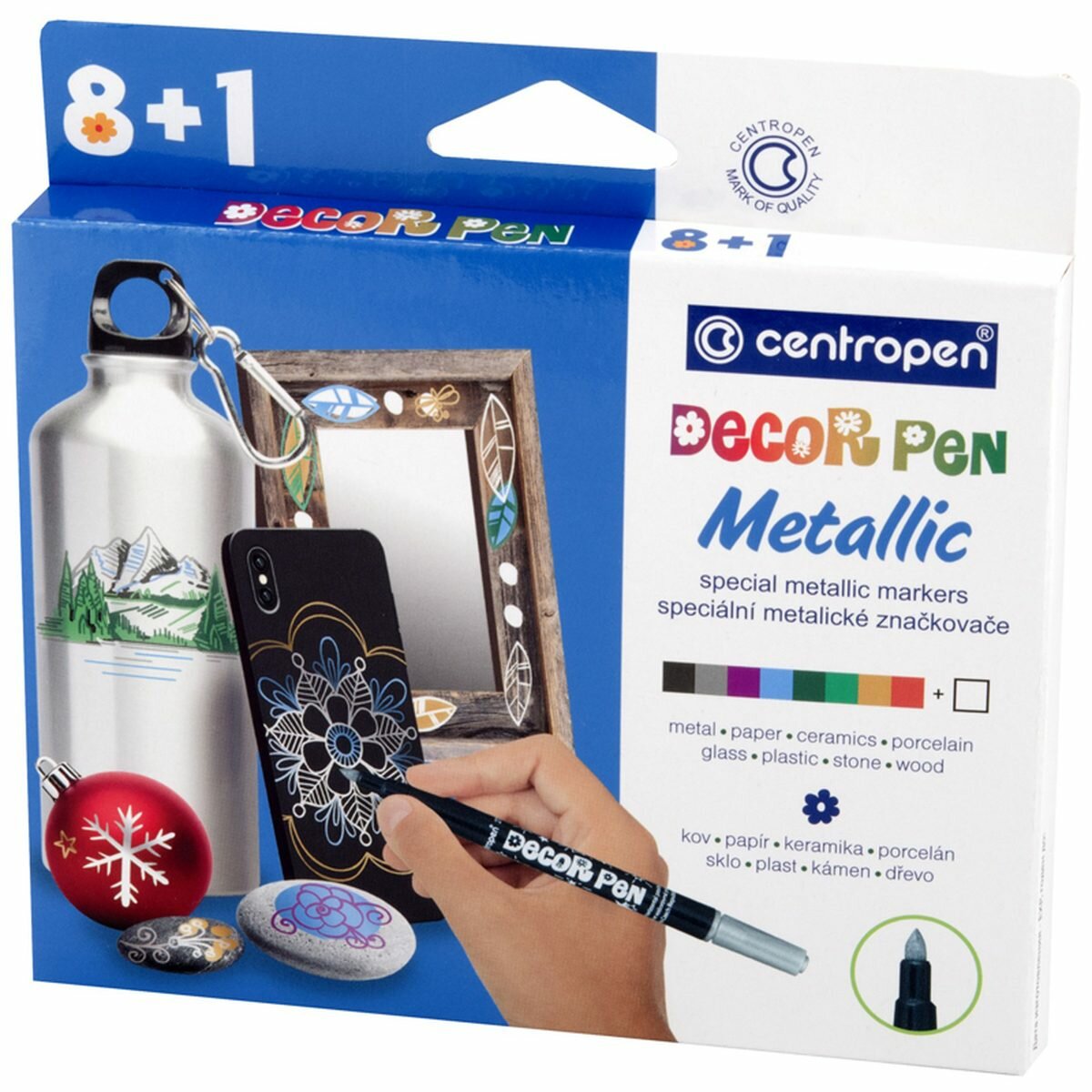 Набор маркеров для декорирования Centropen Decor Pen Metallic 2737, 8+1 цветов, 1.5мм (5 2737 0901)