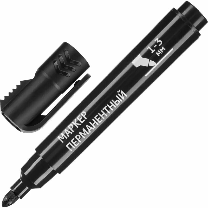 Маркер перманентный Attache черный толщина линии 1-3 мм, 1836573