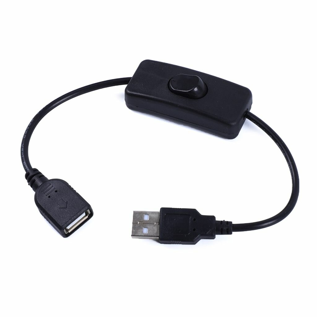 USB-кабель с выключателем 30 см, Черный