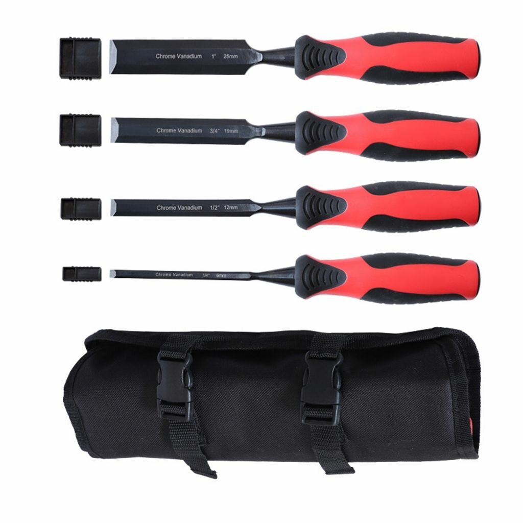 Набор деревообрабатывающих долот из четырех частей с сумкой для хранения