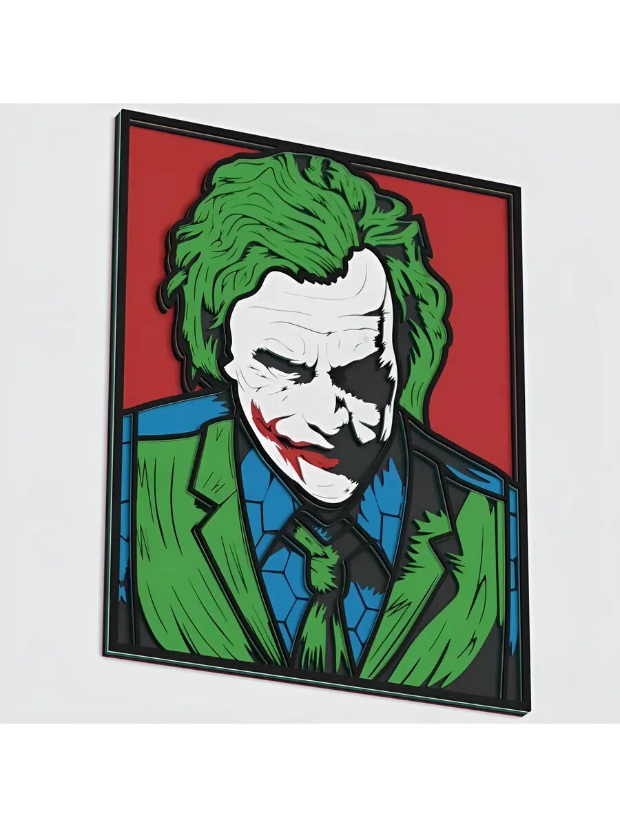3D Картина по номерам из дерева Джокер (Хит Леджер)