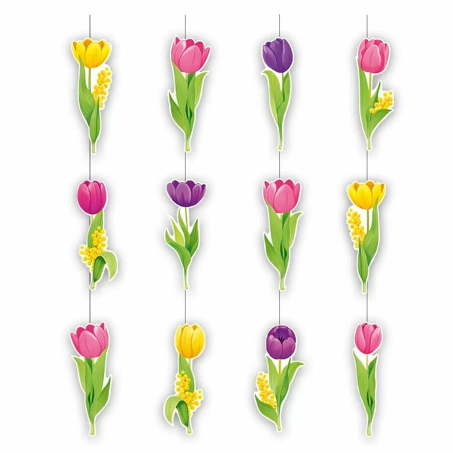 Гирлянда "Нежные тюльпаны", 4 подвески, 170см