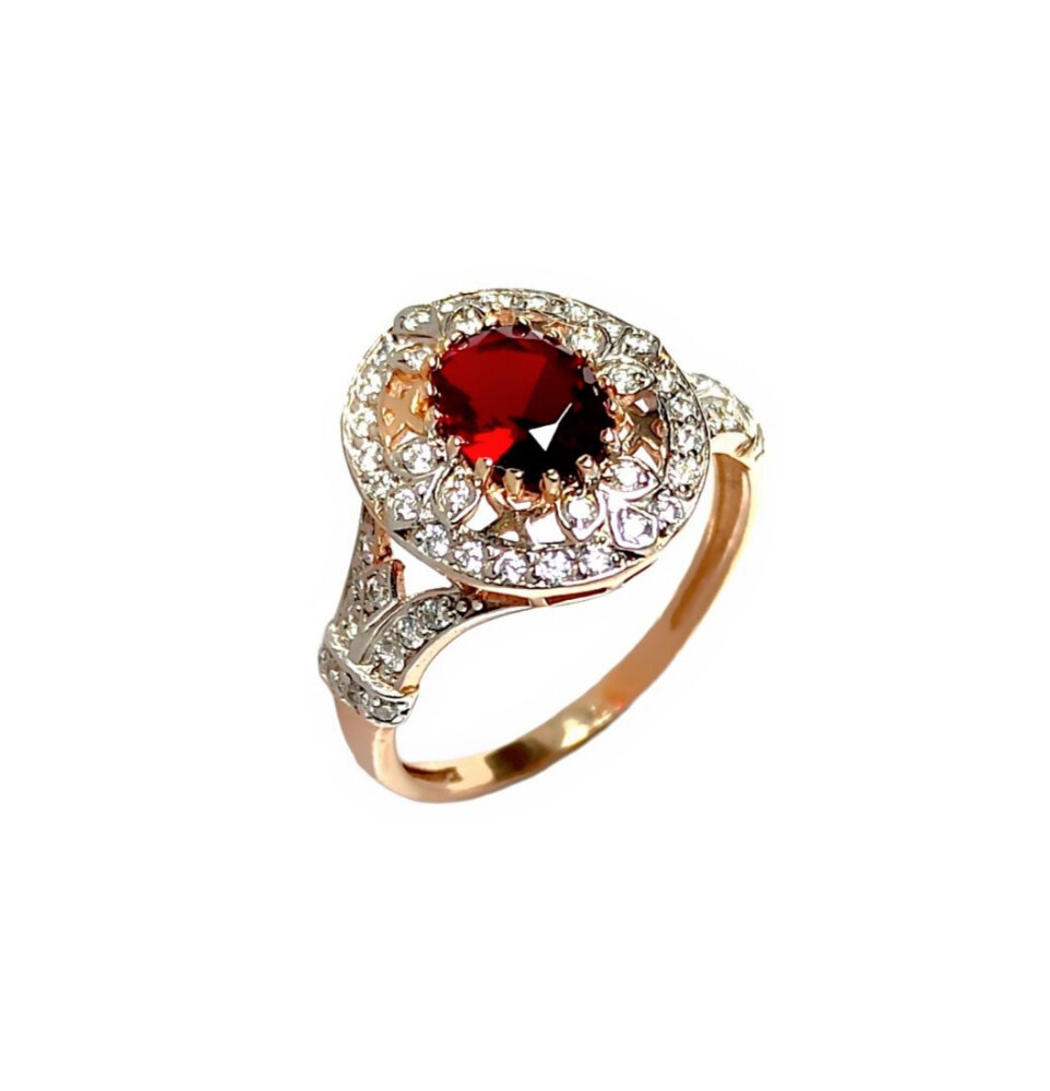 Перстень, серебро, 925 проба, золочение, родирование, фианит, кварц