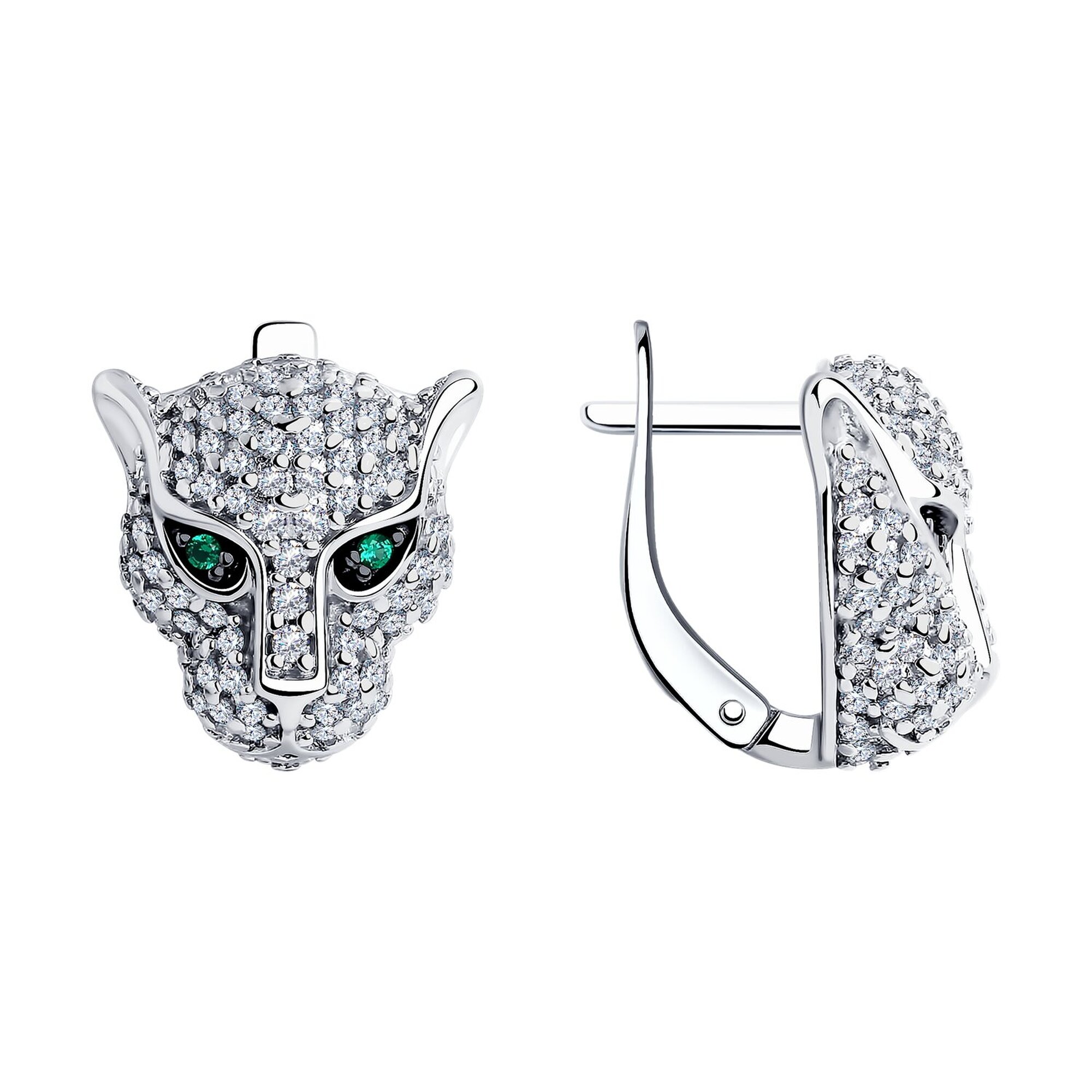 Серьги Diamant online, серебро, 925 проба, родирование, фианит