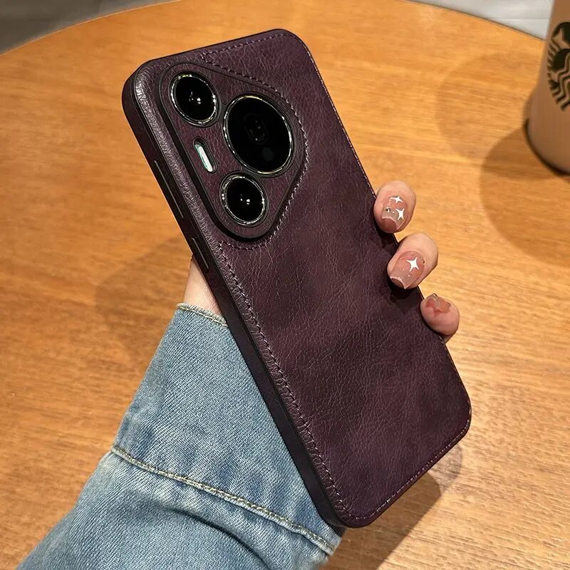 Элитный чехол из натуральной кожи для Huawei Mate 70 Pro Plus, хуавей Мат 50, Фиолетовый, Purple