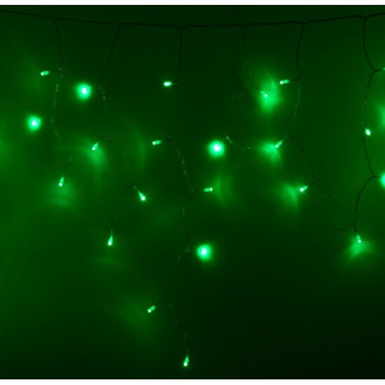 Светодиодная гирлянда Бахрома Neon-night 2.4х0.6 м, 88 светодиодов, зеленое постоянное свечение, прозрачный провод ПВХ, IP65