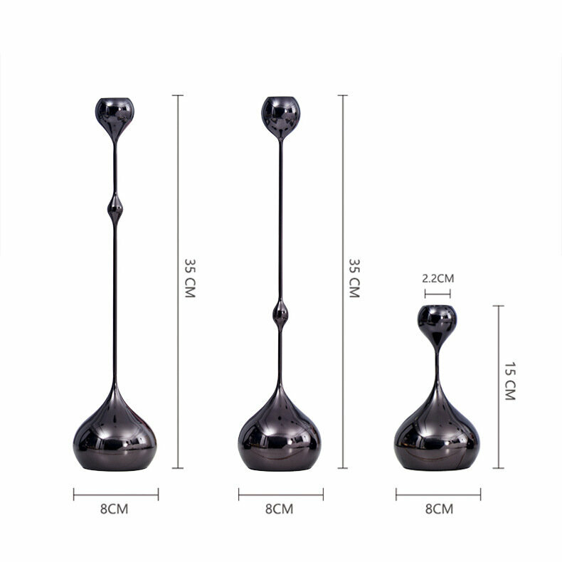 Подсвечник "Капля воды", европейский стиль, металл, черный