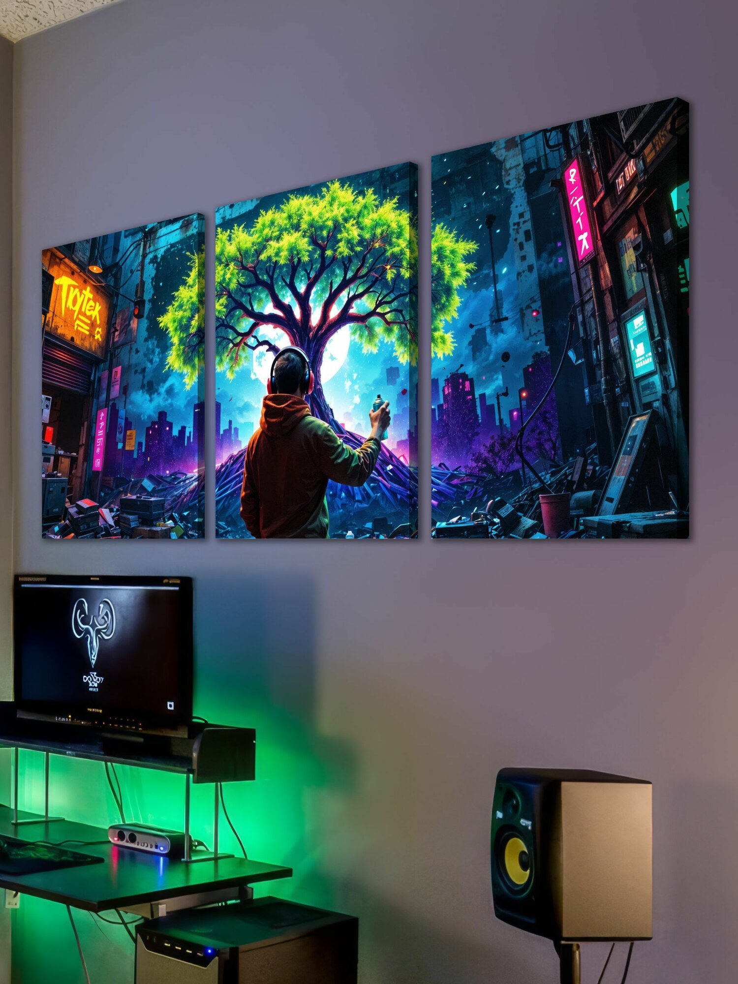 Картина на стену, интерьерная "Зеленая мечта", 150 см х 70 см