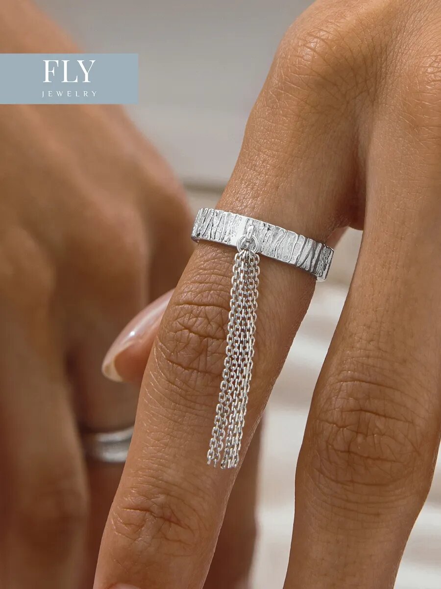 Кольцо на фалангу, серебро, 925 проба, родирование