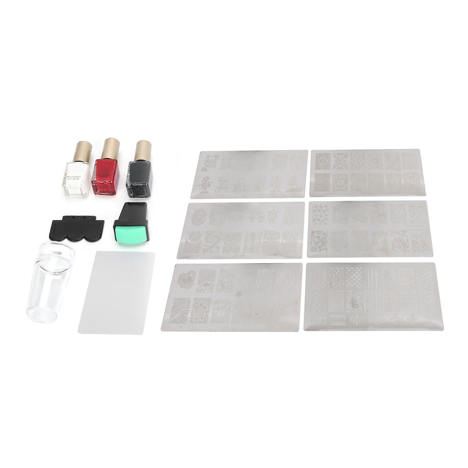 Набор пластин для стемпинга ногтей, скребок для дизайна ногтей, трафарет для маникюра