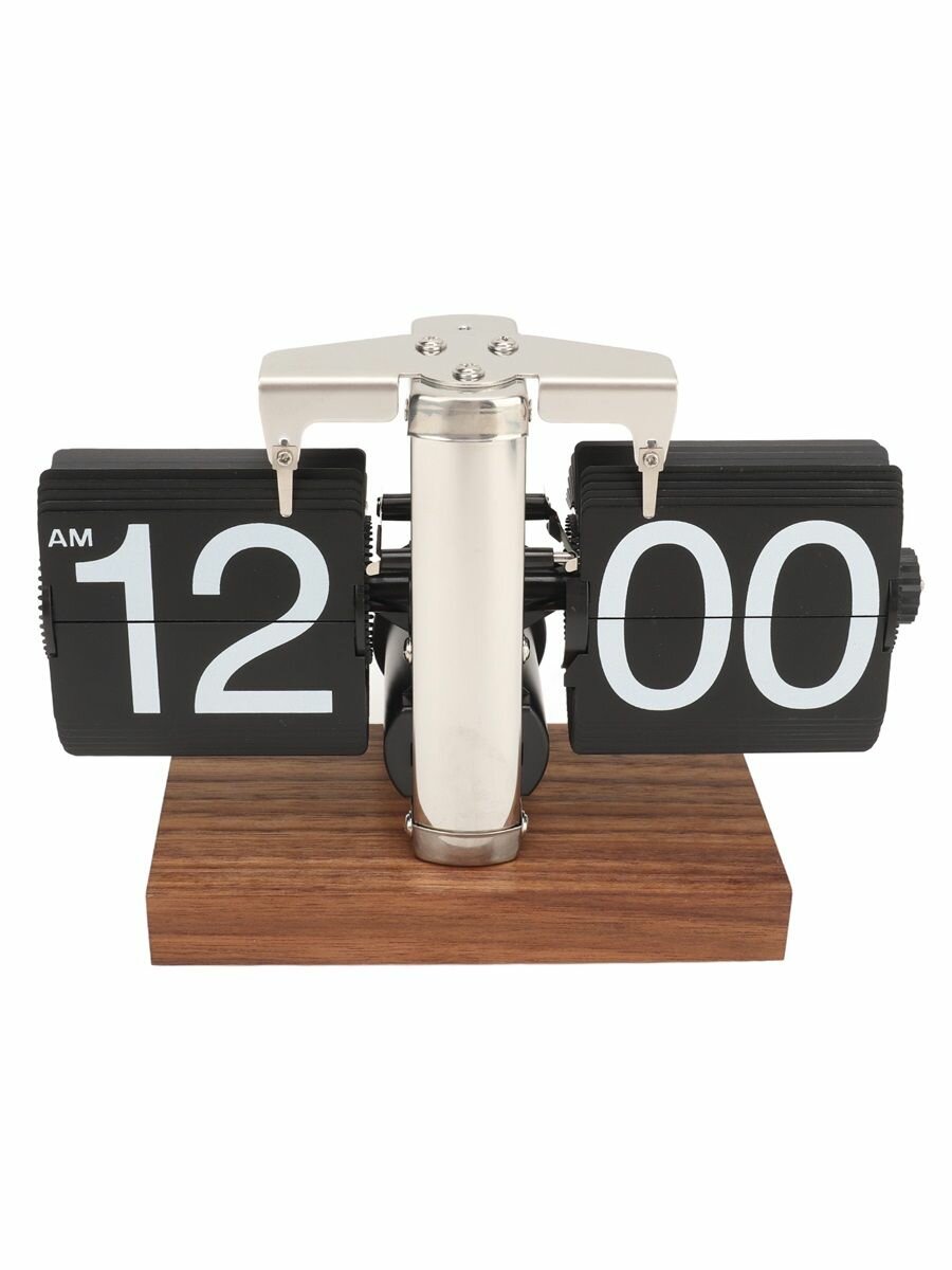 Черные цифровые раскладные часы из нержавеющей стали, автоматические поворотные механические часы в стиле ретро для украшения комнаты домашнего офиса, на батарейках, легко читаемые, компактный дизайн