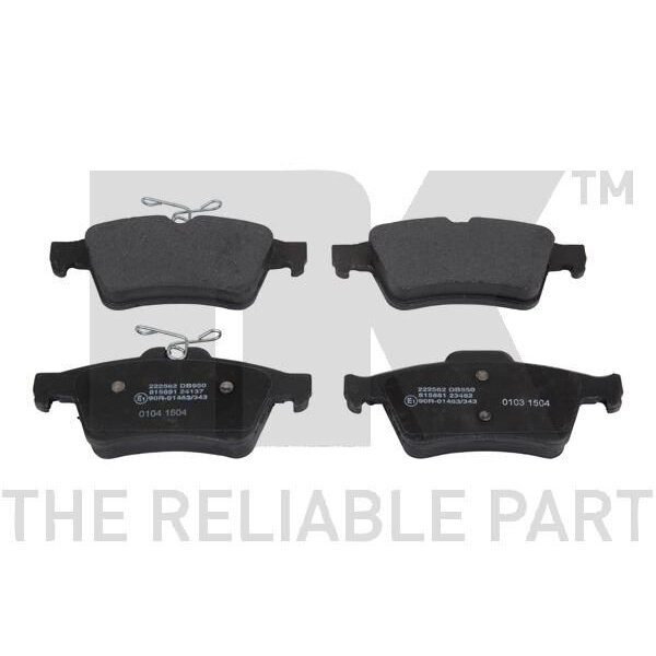 Колодки тормозные дисковые комплект Renault Nissan Chevrolet Volvo Mazda Opel Citroën General Motors Ford Land Rover Mitsubishi Mercedes Benz BMW Jaguar Vauxhall, NK 222562 (1 шт.)