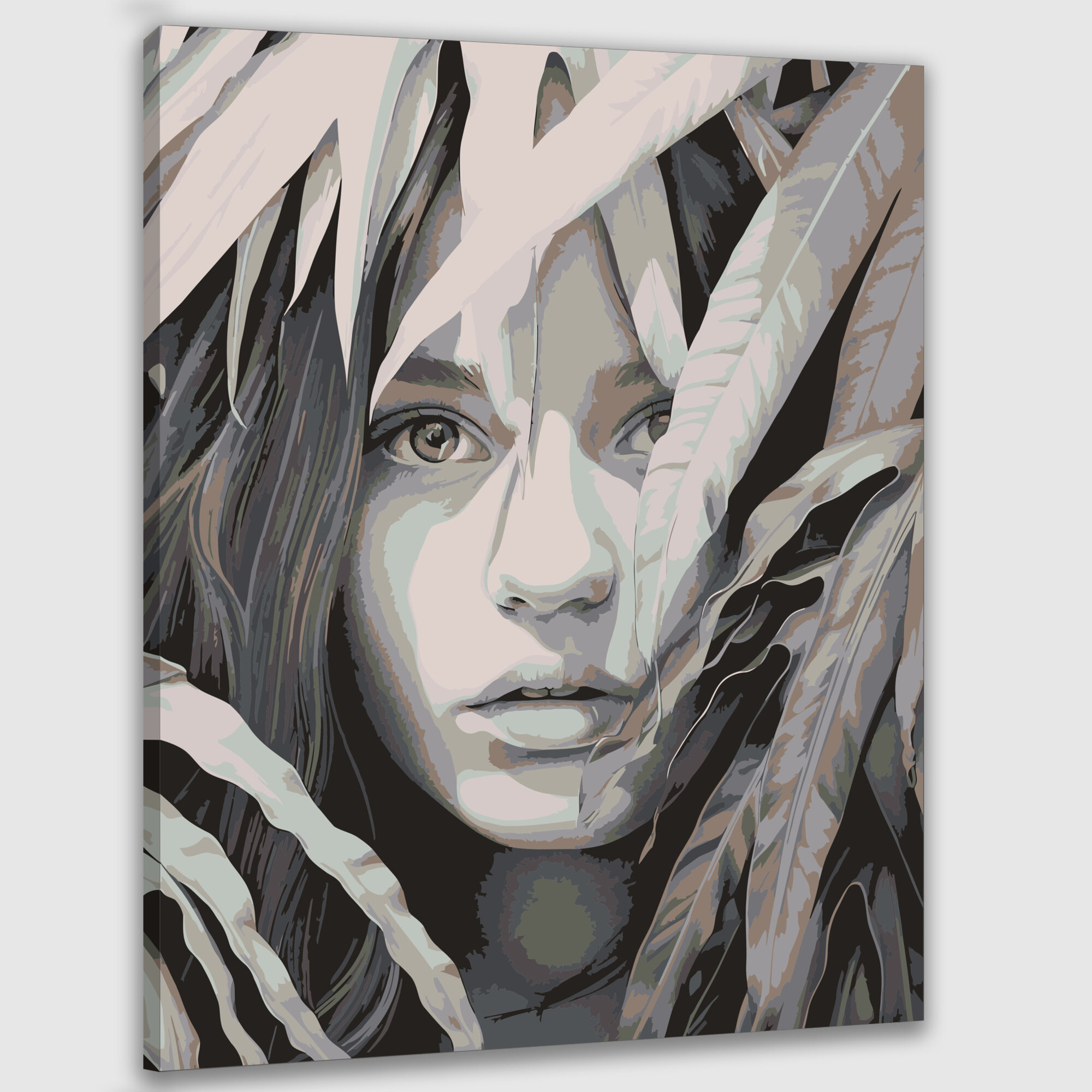 Картина по номерам 40x50 см, Ами Джадд, рисунок, девушки, лицо, пальма