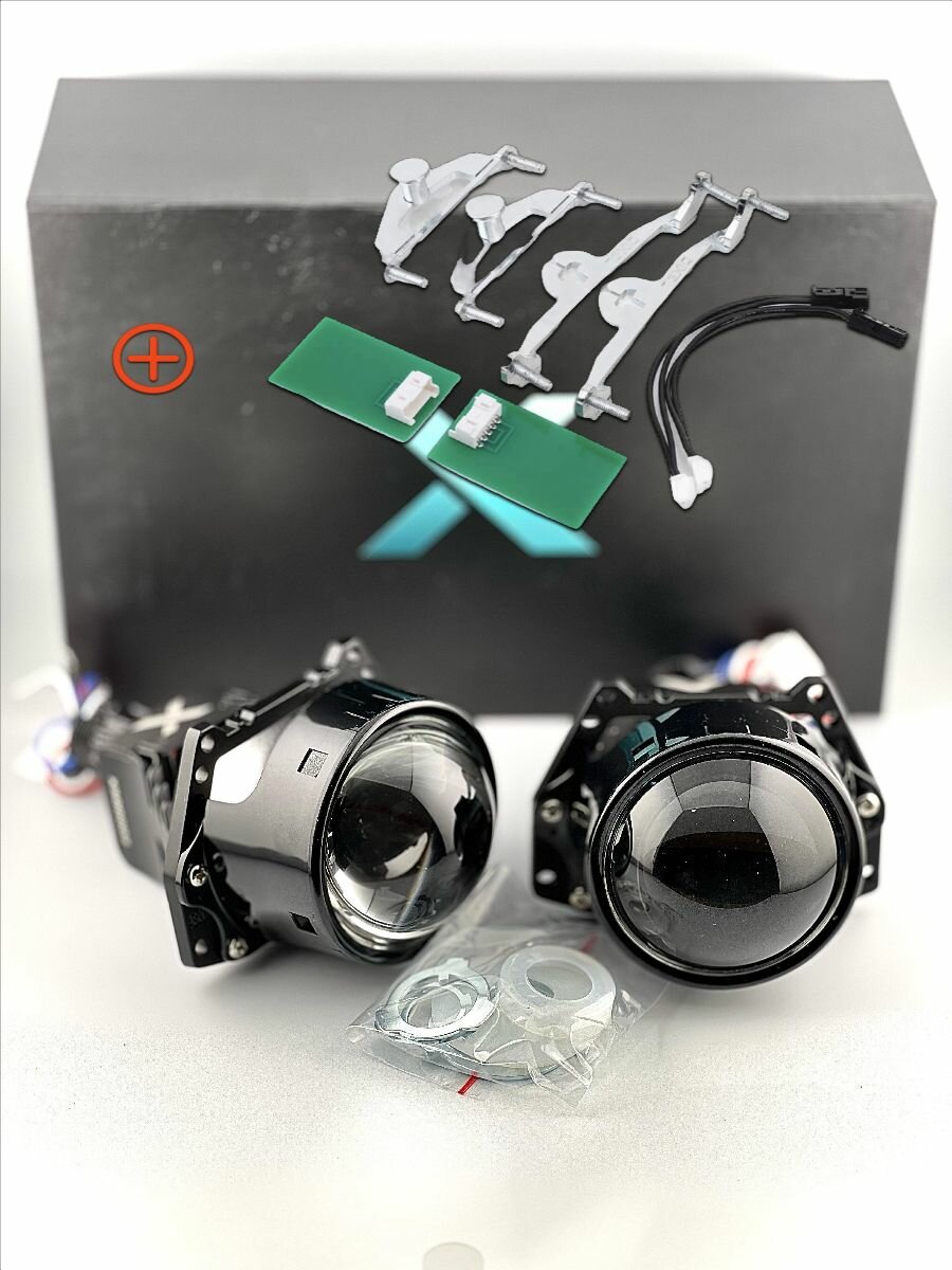 Линзы Bi Led DXL YH3 для Ford Kuga 2 2012-2019 c AFS (линзы + рамки) 3.0 дюйма светодиодные ближнего и дальнего света в автомобильные фары / комплект 2шт