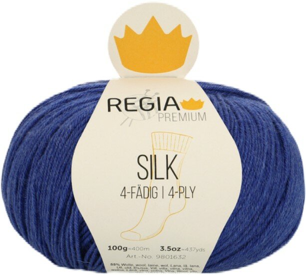 Silk /Силк/ пряжа Regia Premium, 4 нитки, MEZ, 9801632 (00056, navy blue (темно-синий), синий)