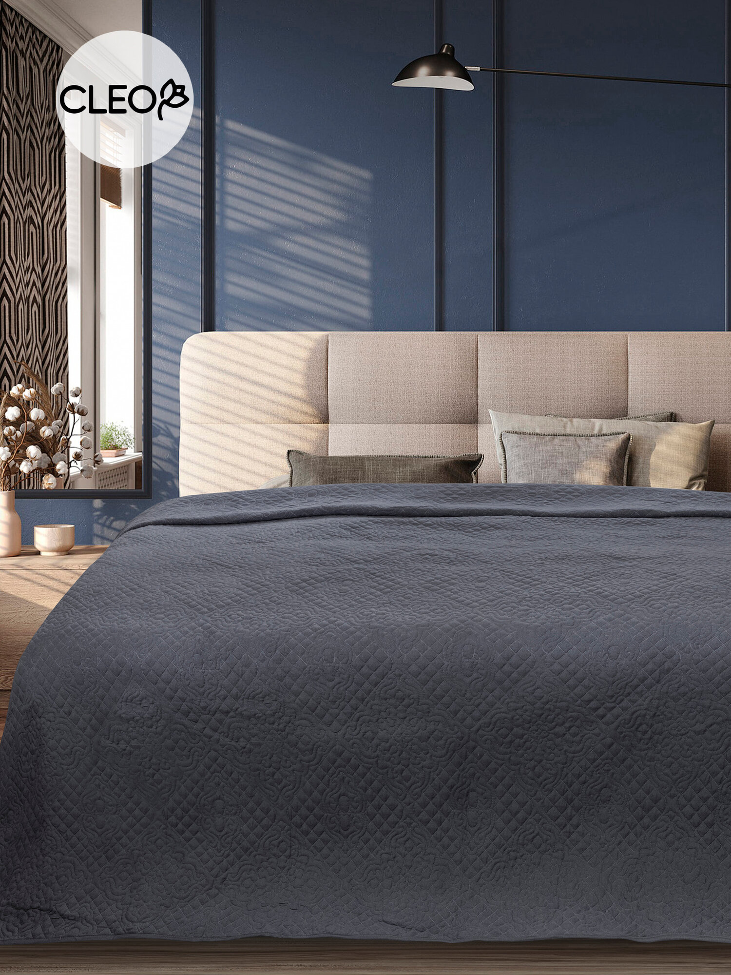 Покрывало на кровать 240х260 Cleo однотонное на диван двустороннее