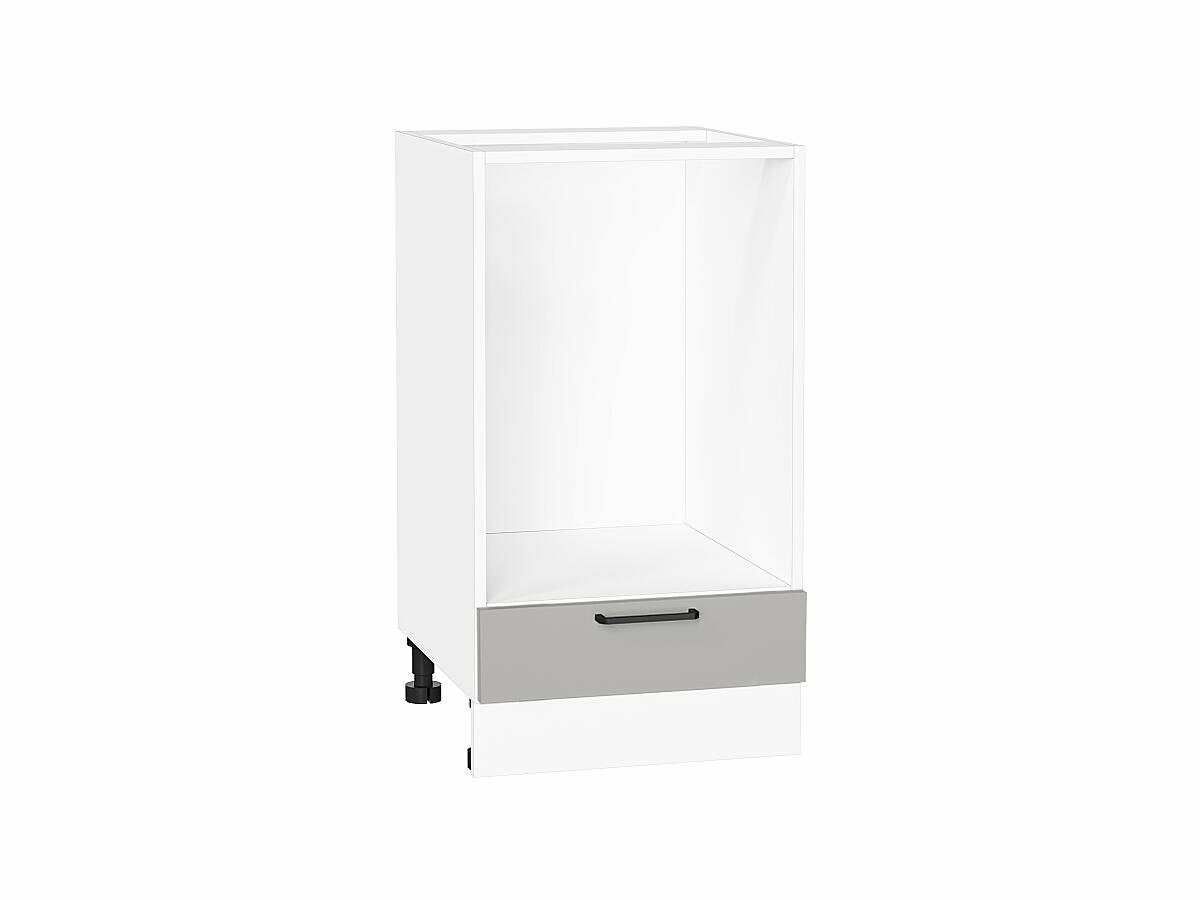 Шкаф нижний под духовку Флэт, цвет фасада Light Grey In 2S, цвет каркаса Белый, 816*450*476 мм