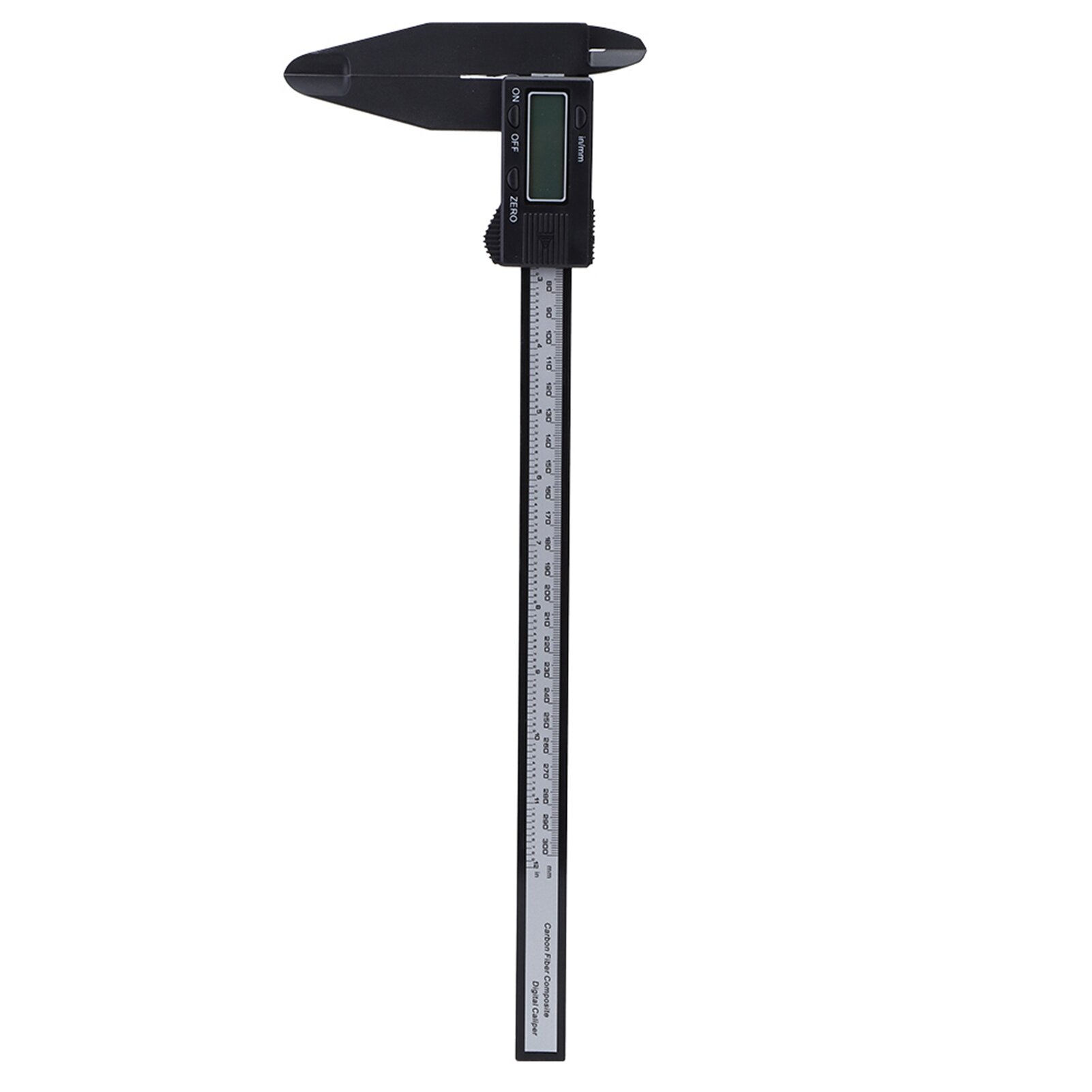 Цифровой электронный штангенциркуль длиной 300 мм с карбоновой линейкой и длинными губками для измерения.