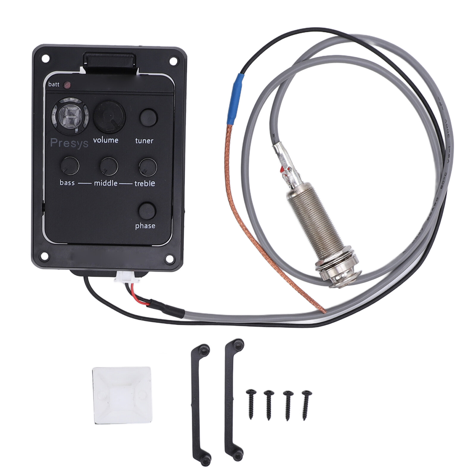 Громкость гитарного предусилителя, бас, средние частоты, высокие частоты, регулировка фазы, встроенный тюнер, гитарный звукосниматель, эквалайзер для Presys PSY101