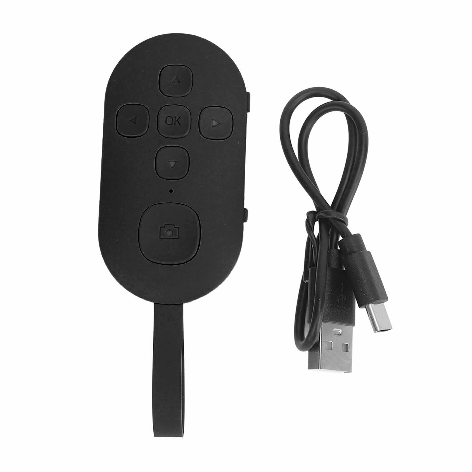 Пульт дистанционного управления Bluetooth для перелистывания страниц телефона, перезаряжаемый пульт дистанционного управления для селфи, Hands Free для смартфонов, планшетов, черный