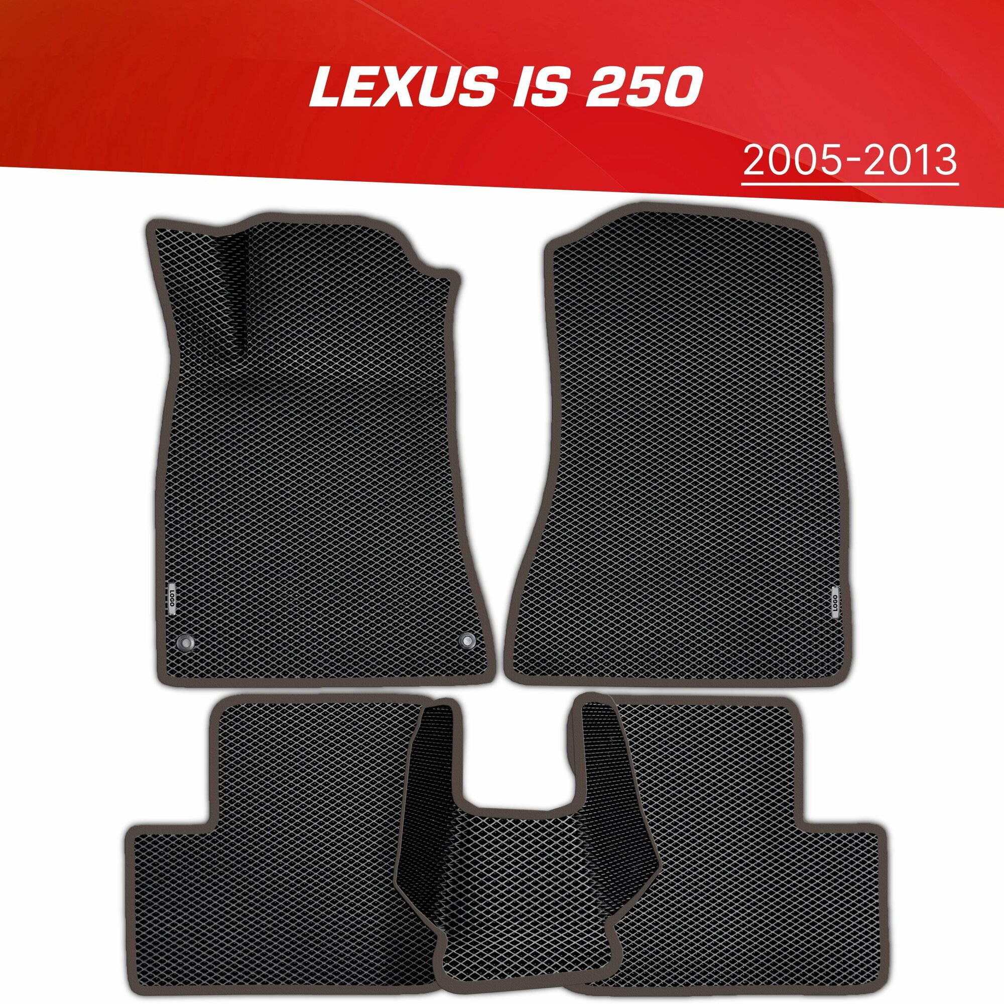 Коврики EVA (ЕВА) 3D Lexus IS250 (XE20) (2005-2013) +2 логотипа / Лексус IS ИС 269