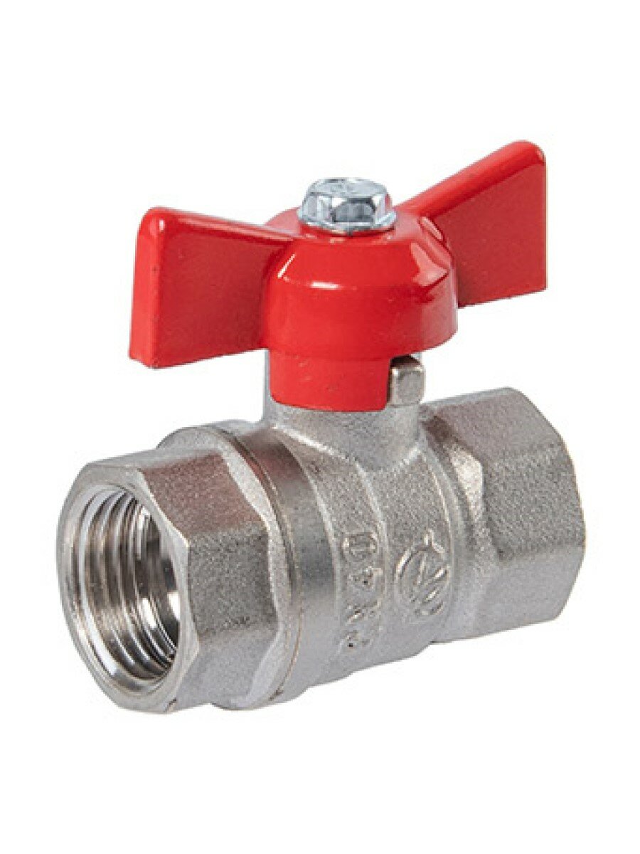 Кран шаровой Галлоп стандарт 230, В/В 3/4", никелированный, ручка-бабочка (0107186)