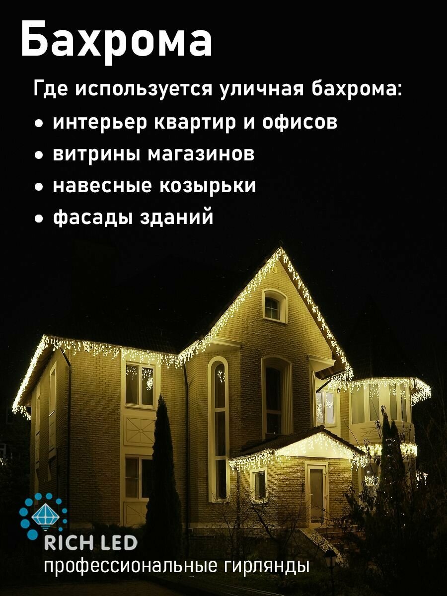 Гирлянда бахрома Rich LED, длина 30 м, прозрачный ПВХ провод