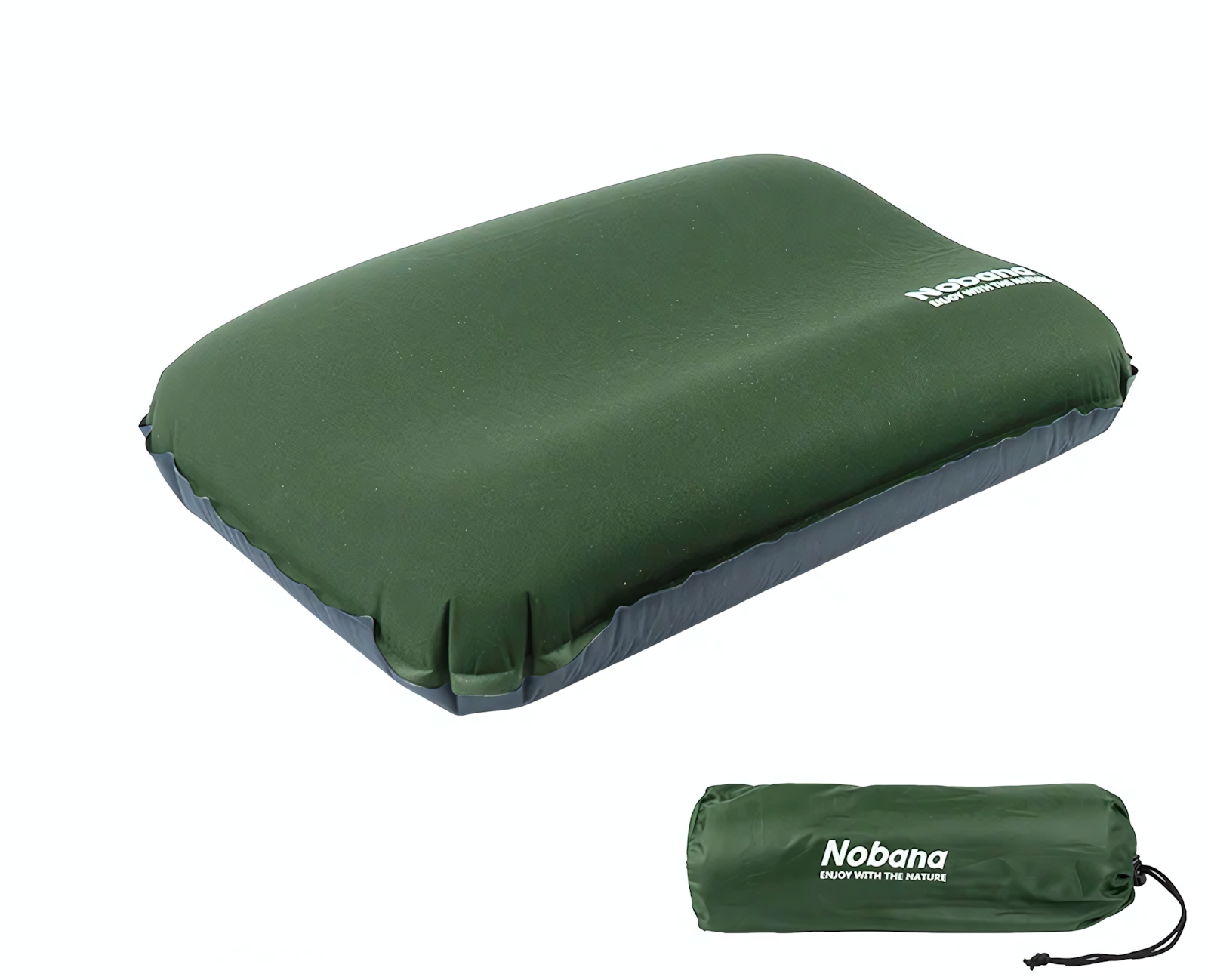 Подушка Nobana туристическая самонадувающаяся с чехлом, 46 * 30 см, зеленая