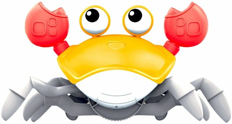 Музыкальная игрушка "Малыш Краби" инерционная, со звуковыми эффектами, работает от батареек, детская игрушка-фигурка, цвет оранжевый