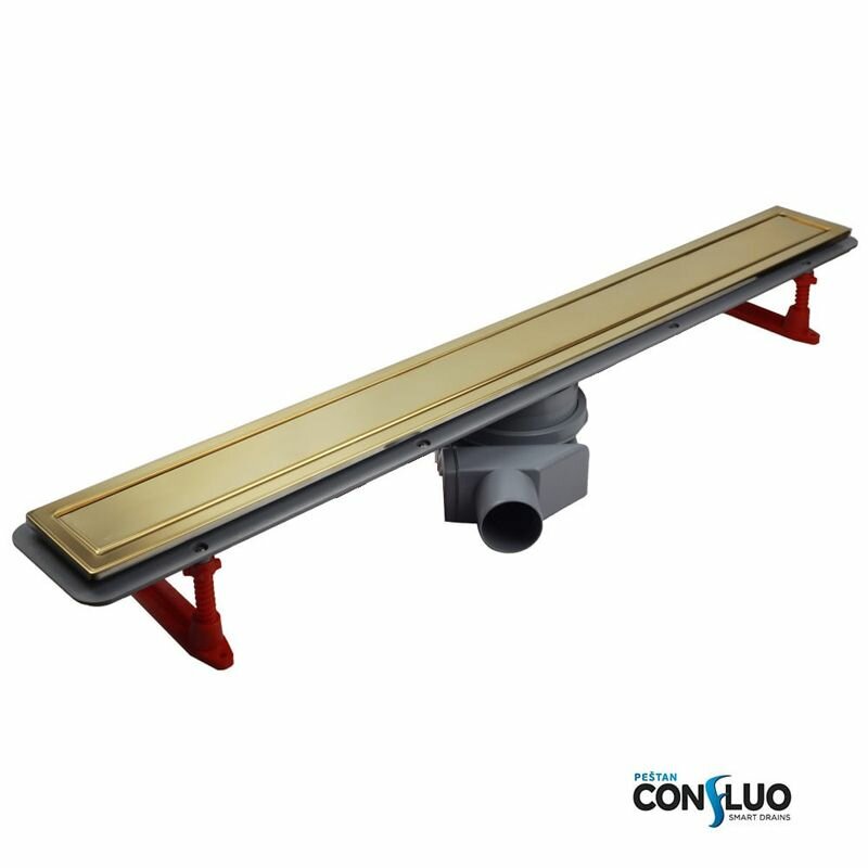 Душевой лоток Pestan Confluo Premium Line 550, 55*12 см, с рамкой, золото (13100052)