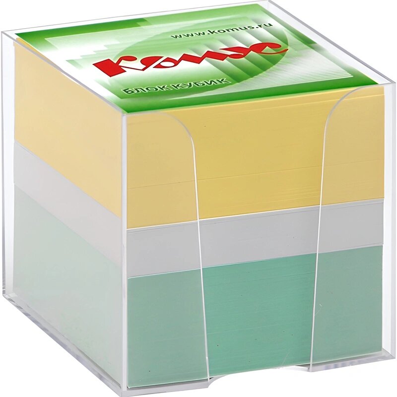 Блок для записей комус запасной 9х9х9 цветной блок 80-100г