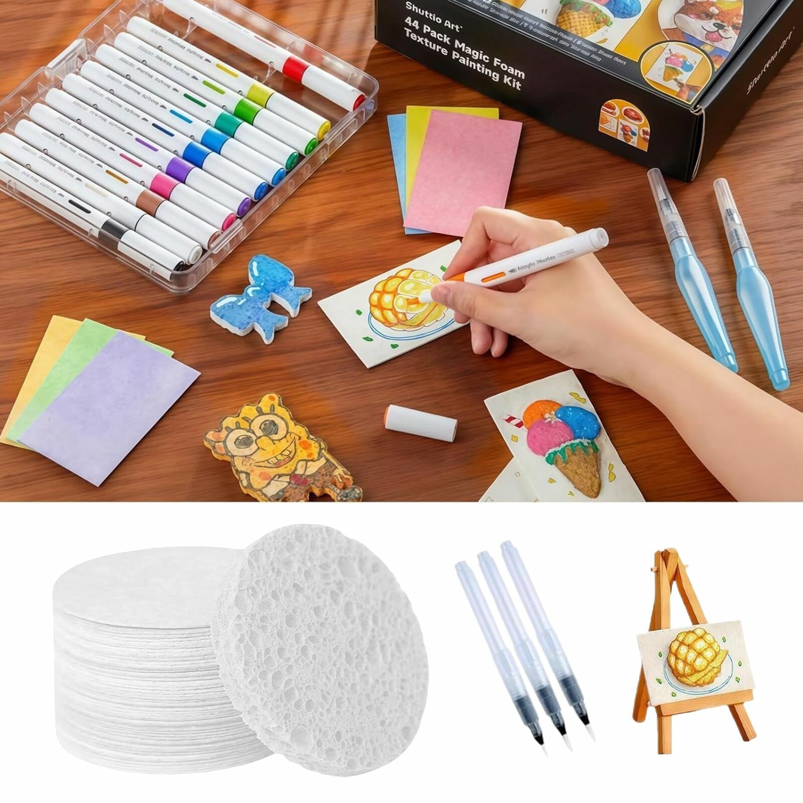 Волшебная пушистая бумага для рисования, пенная текстурная бумага для живописи с 3D эффектом набор для поделок своими руками, развивающие творческие способности, с бесплатными ручками и мольбертом