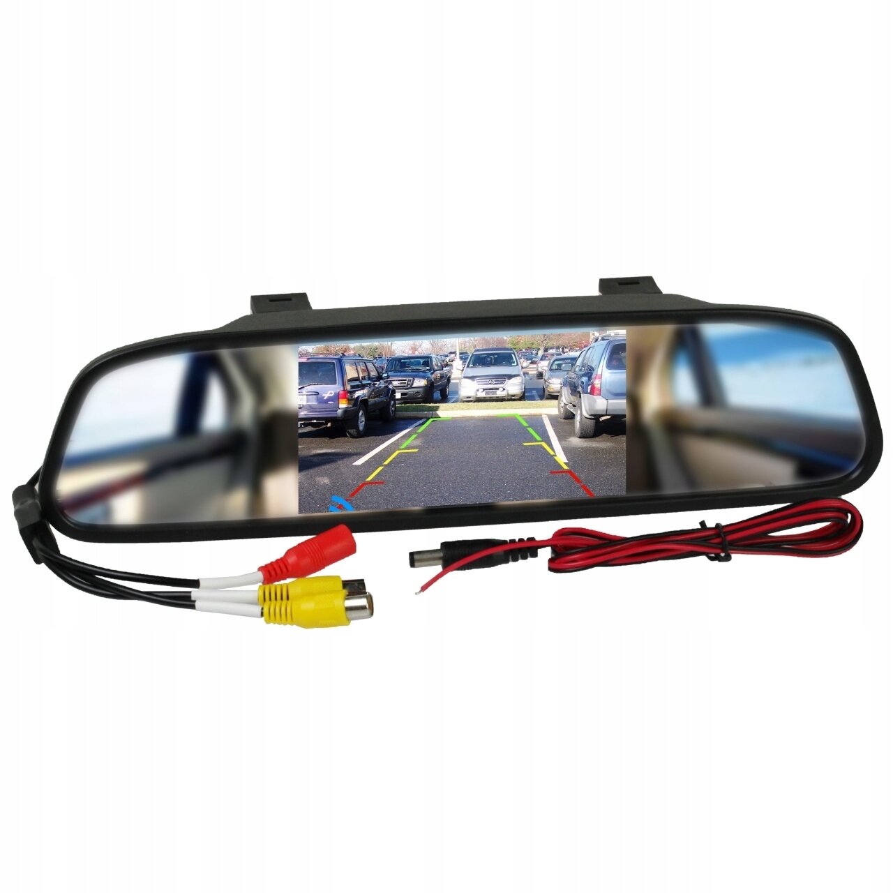 Зеркало заднего вида с монитором 5" и камерой заднего вида в рамке номера E315