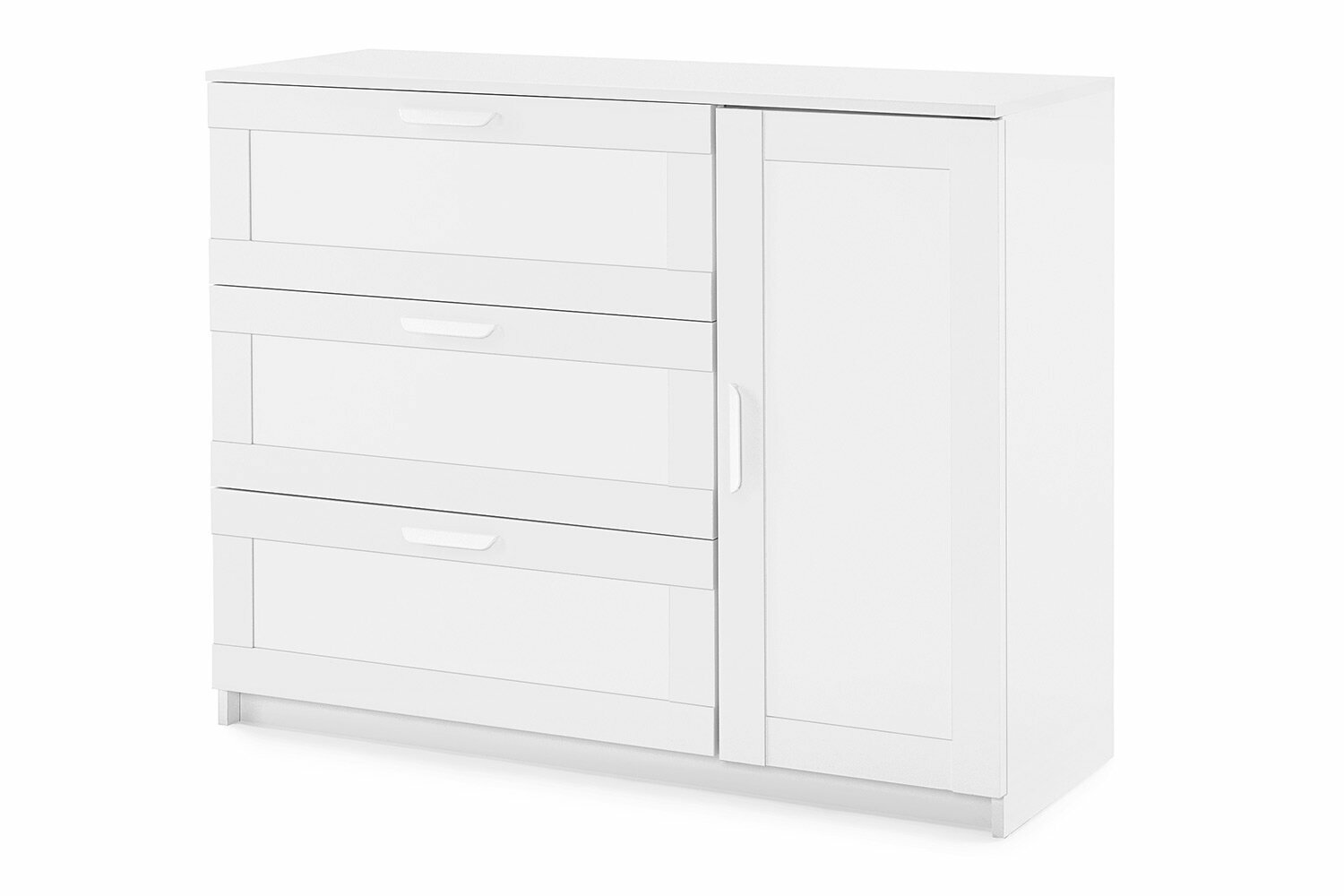 Комод напольный Скаген, 117х93х42,2 см, универсальный, 3 ящика и дверца, матовый фасад, ЛДСП/МДФ, цвет белый