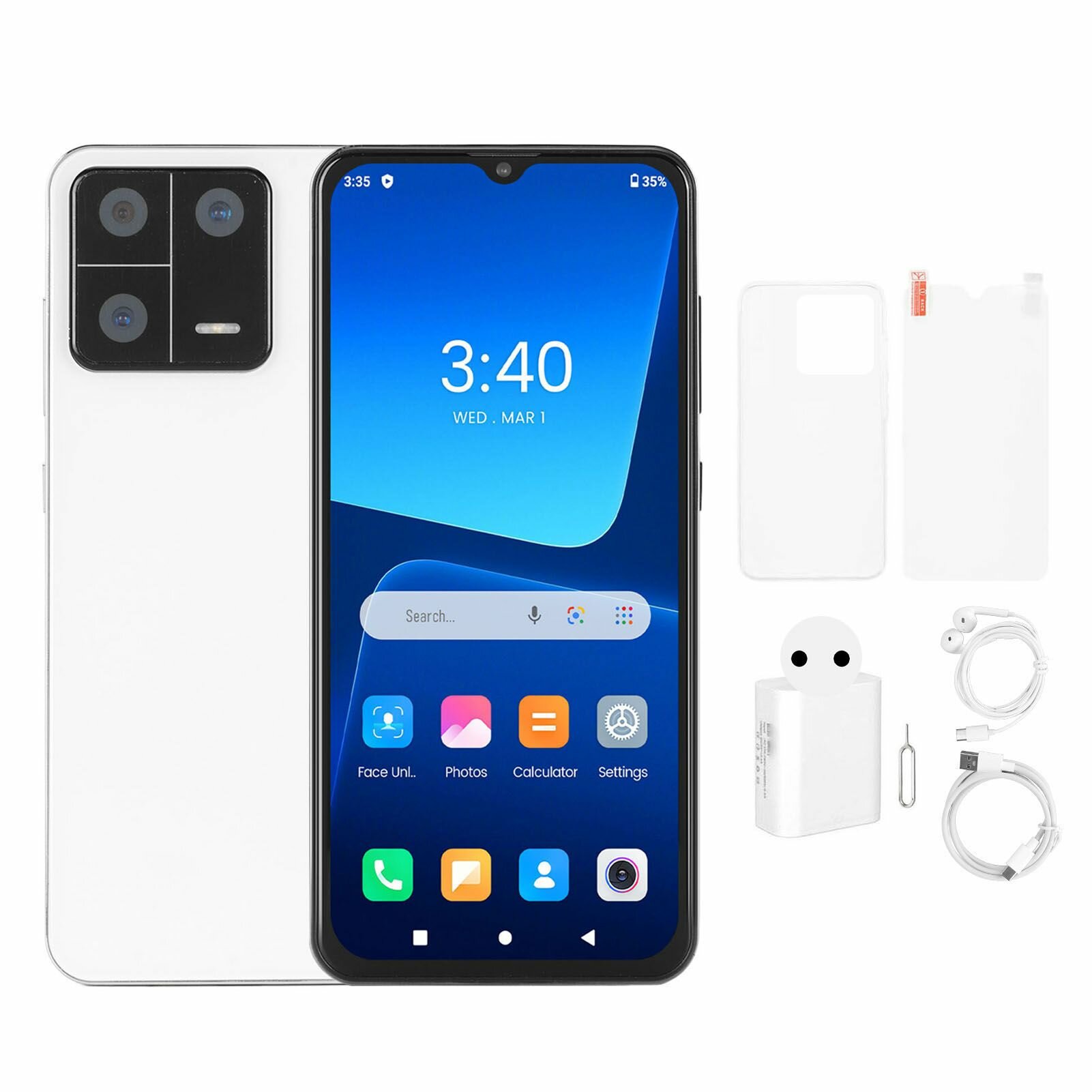 Смартфон 6.54" IPS HD 12/256GB 4G, камеры 32/16 МП, Android 12
