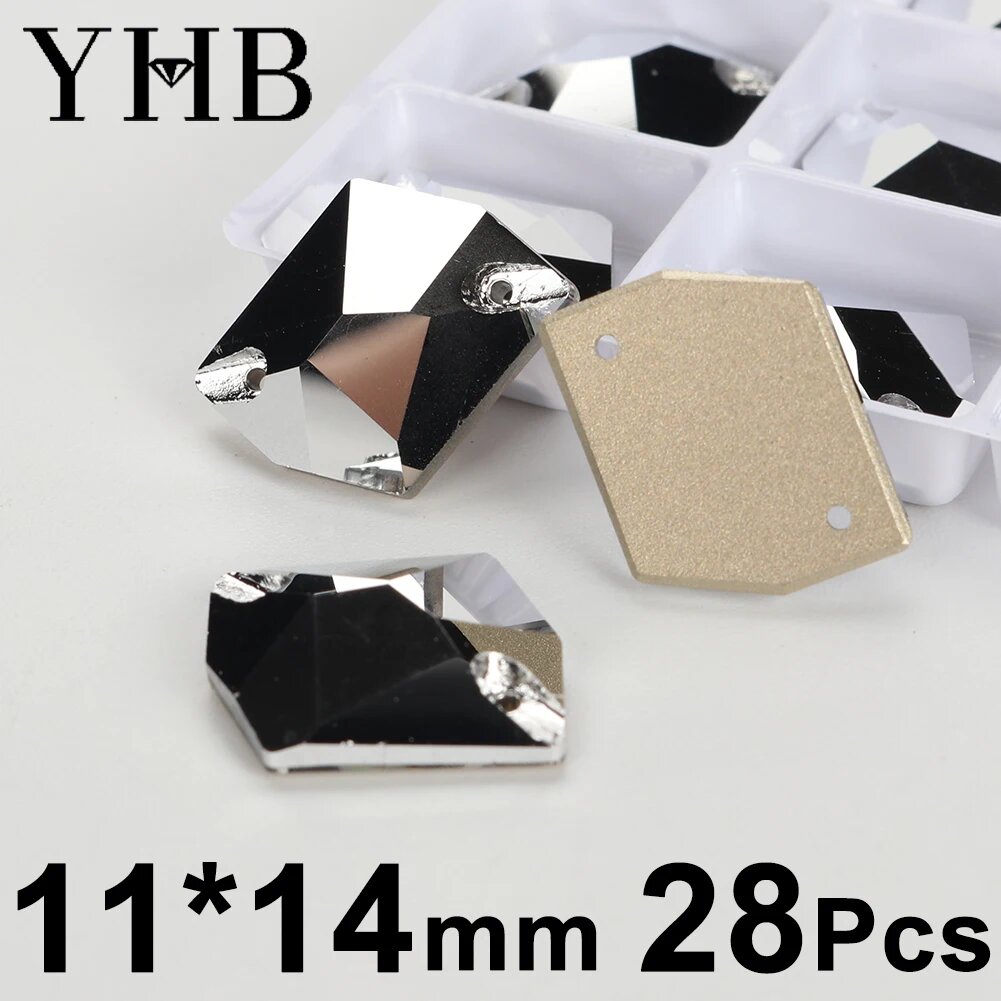 Швейные камни Rolivi стеклянные серебристые Comsic 11X14mm