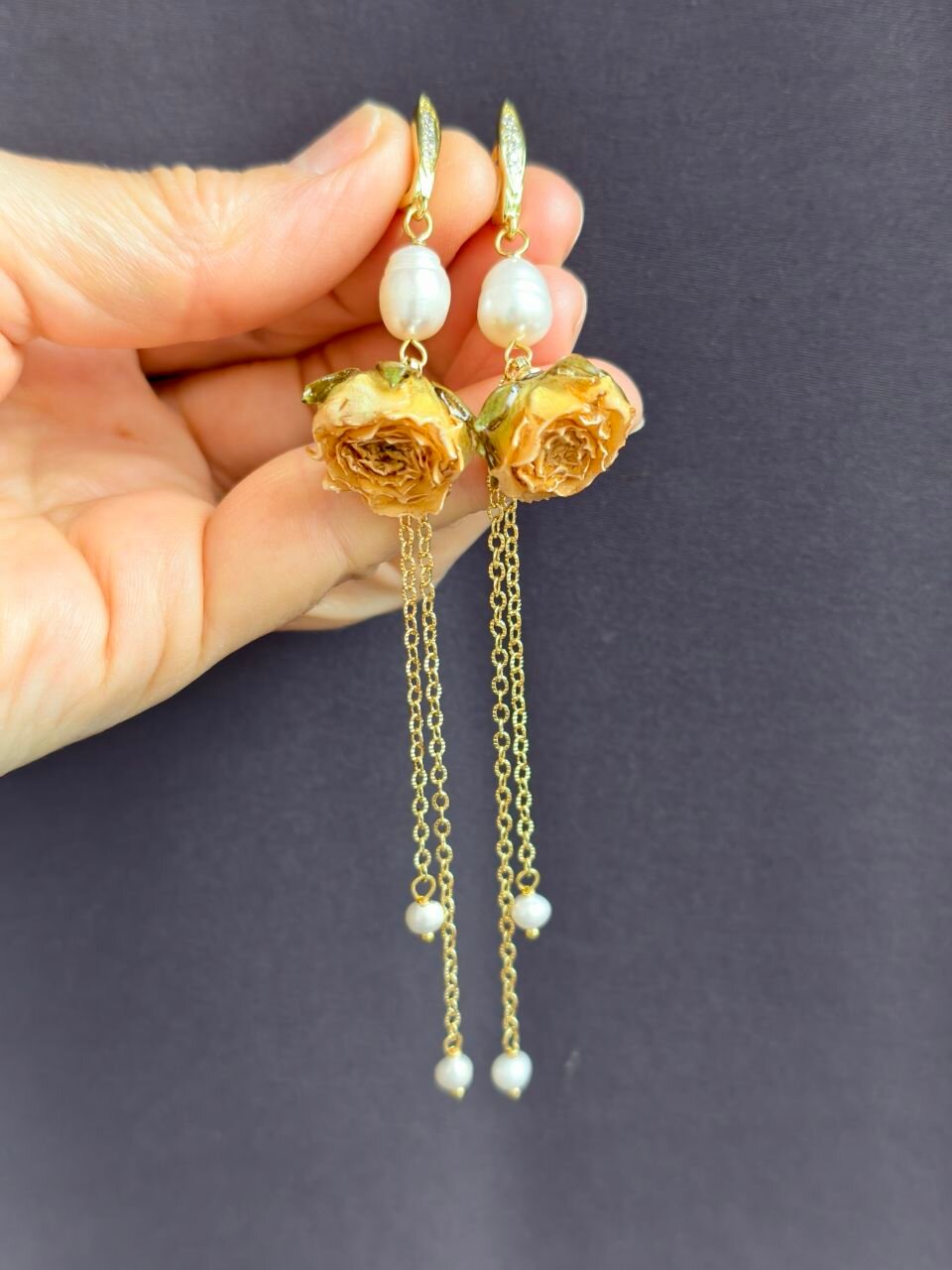 Серьги с подвесками, жемчуг культивированный