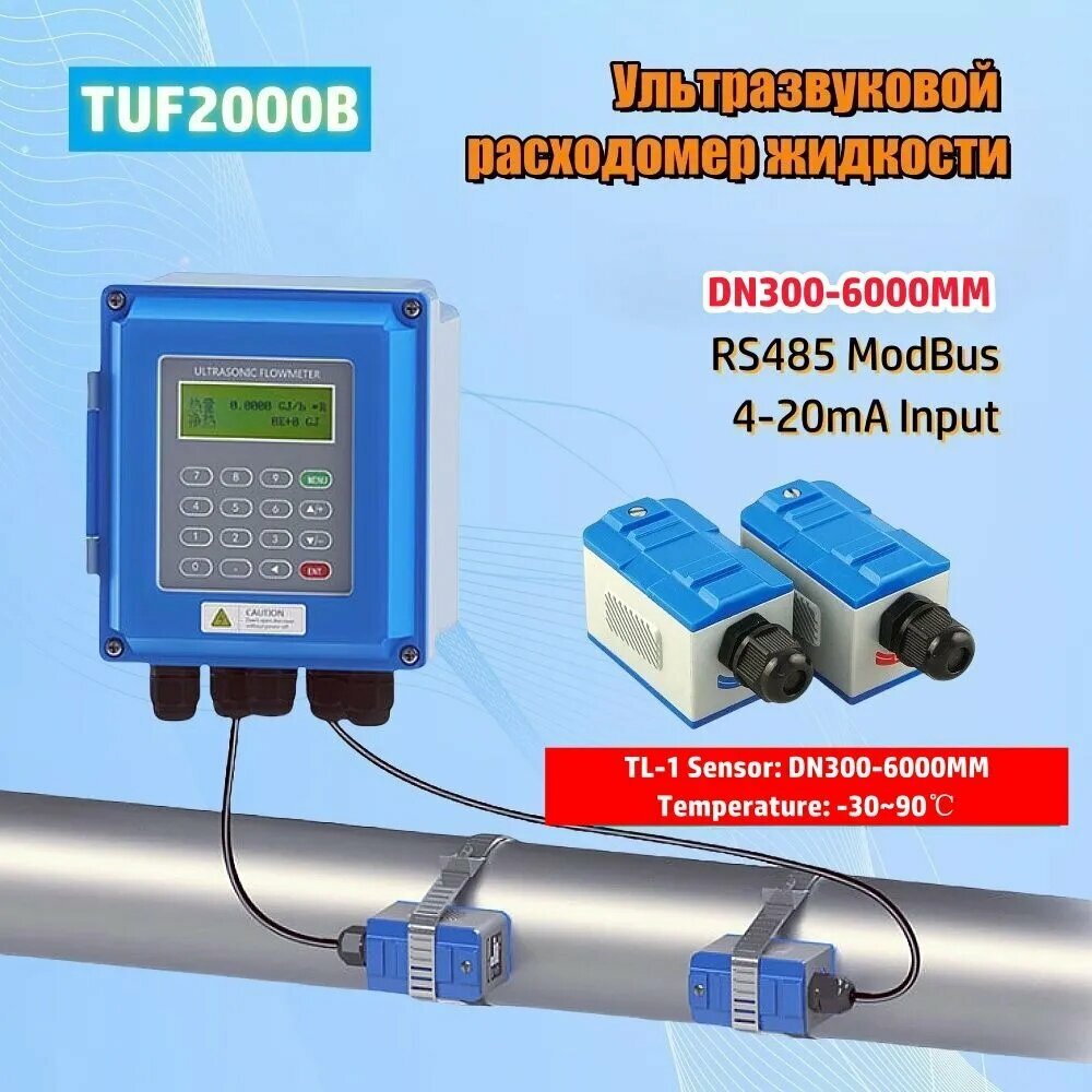 Ультразвуковой расходомер жидкости DN300MM-DN6000MM с функцией RS485 MODBUS 4-20mA