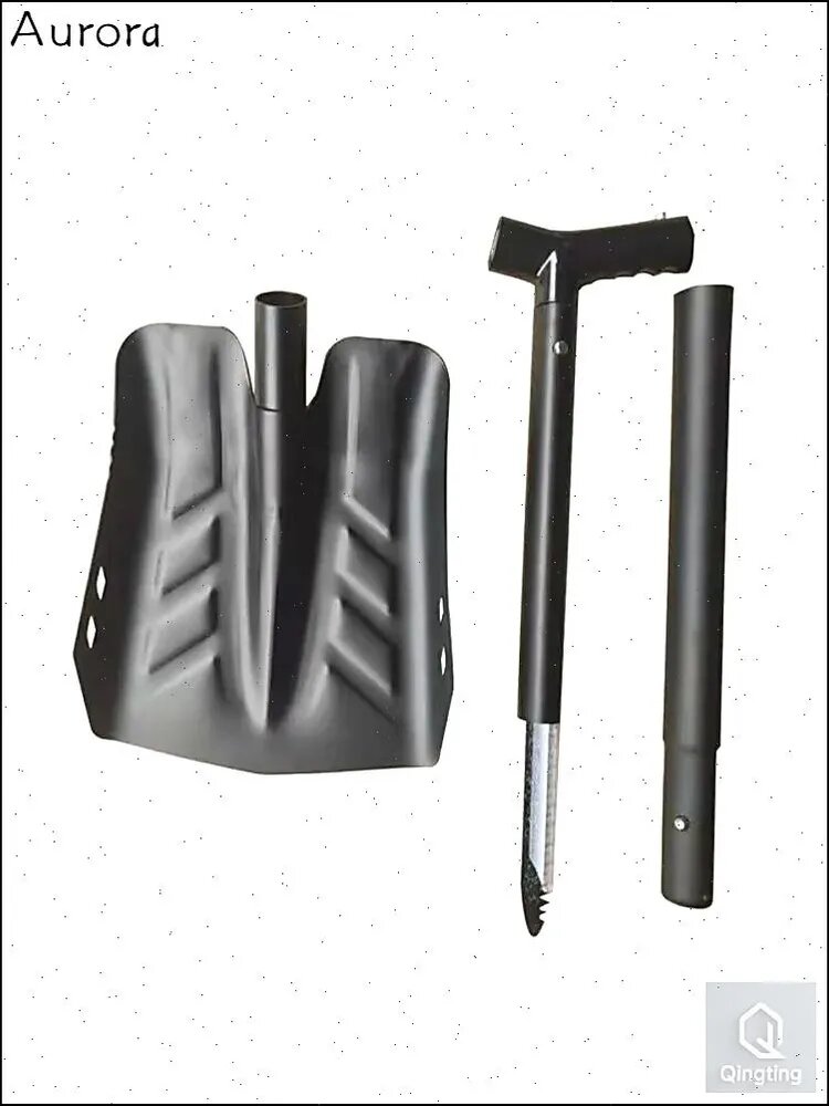 Лопата лавинная Aurora 86см, черная, алюминиевый сплав, со встроенной пилой, для авто и походов