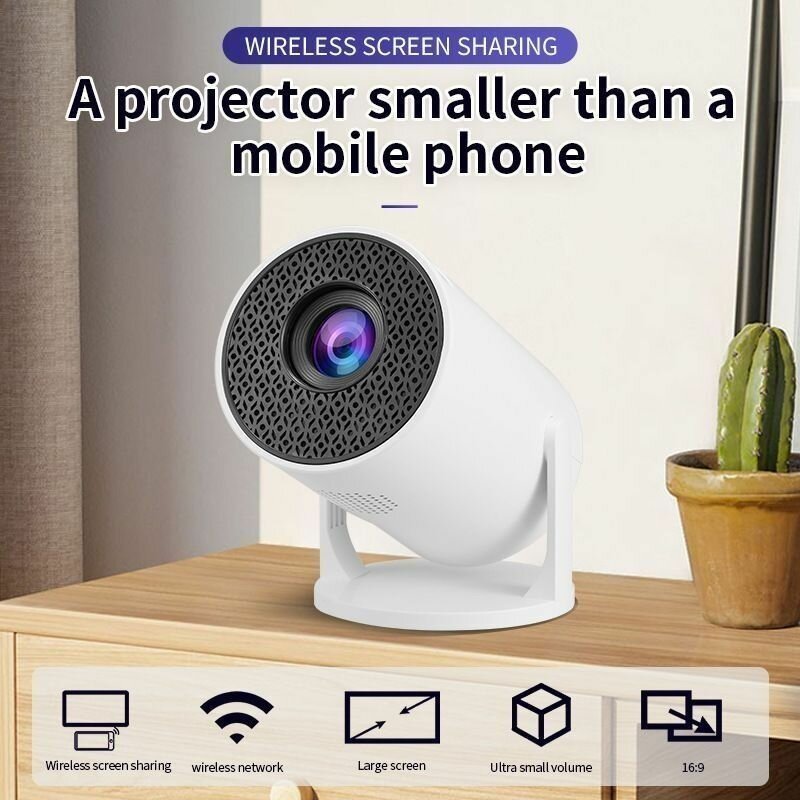 Гобо-проектор для фильмов, Мини проектор, С поддержкой и Wi-Fi, белый