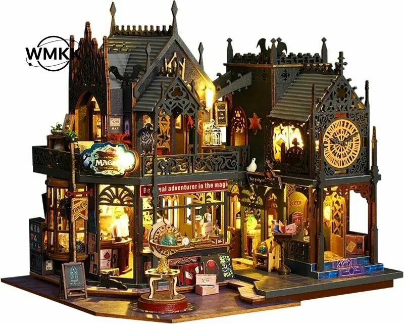 Flever Dollhouse Mini DIY Home Suite Креативный зал с мебелью и романтическими произведениями искусства, Holo Magic City