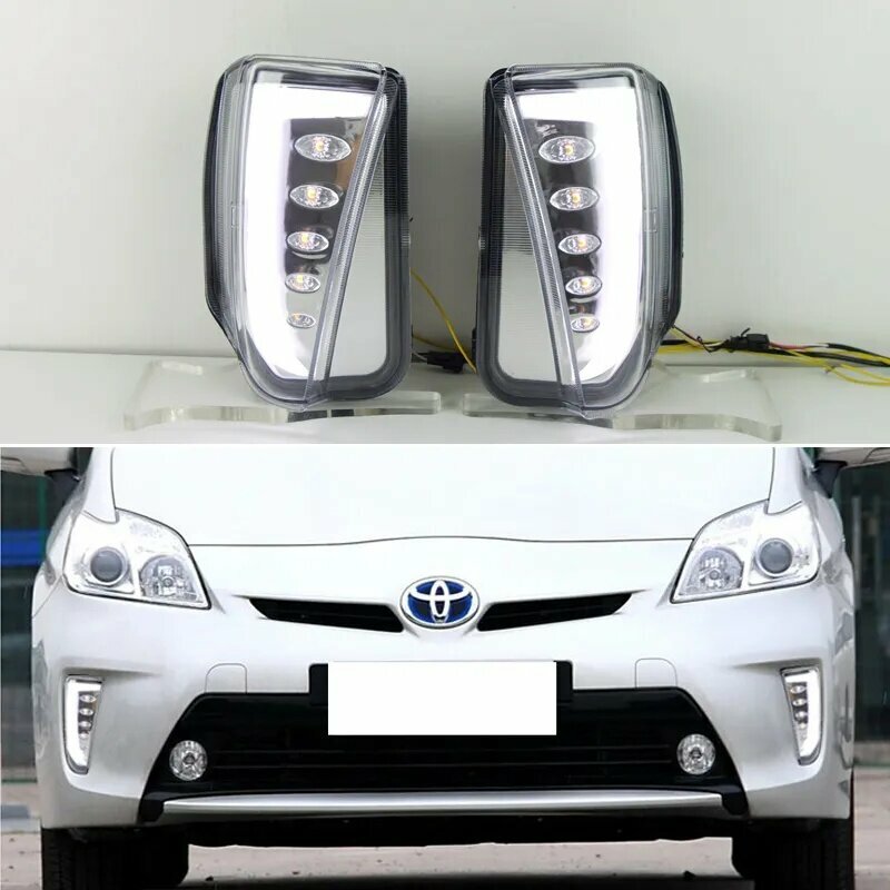 Фары автомобильные, Огни дневные ходовые, 2 шт, арт. Toyota Prius XW30 Restyling 2012-2015
