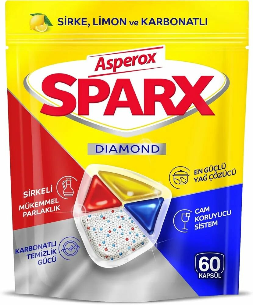 Капсулы для посудомоечной машины, 60 шт. (ASPEROX SPARX DIAMOND 60 DISHWASHING CAPSULES)