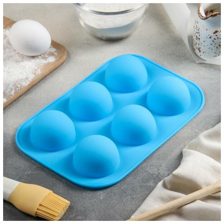 Форма силиконовая для выпечки Доляна «Шар», 20×14 см, 6 ячеек, d=5,5 см, цвет микс